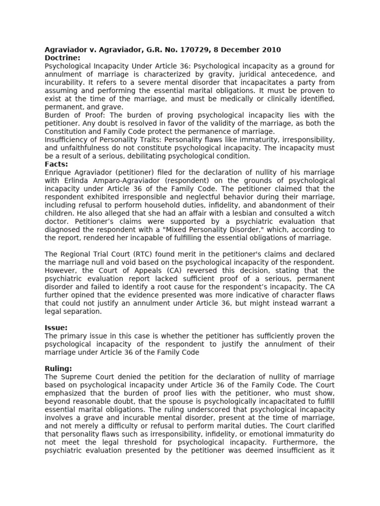 PFR Case digests review finals | PDF | Annulment | Marriage