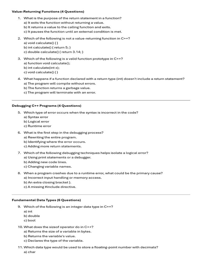 Reviewer For Comp Programming 1 Final Exam | PDF | Integer (Computer Science) | Data Type