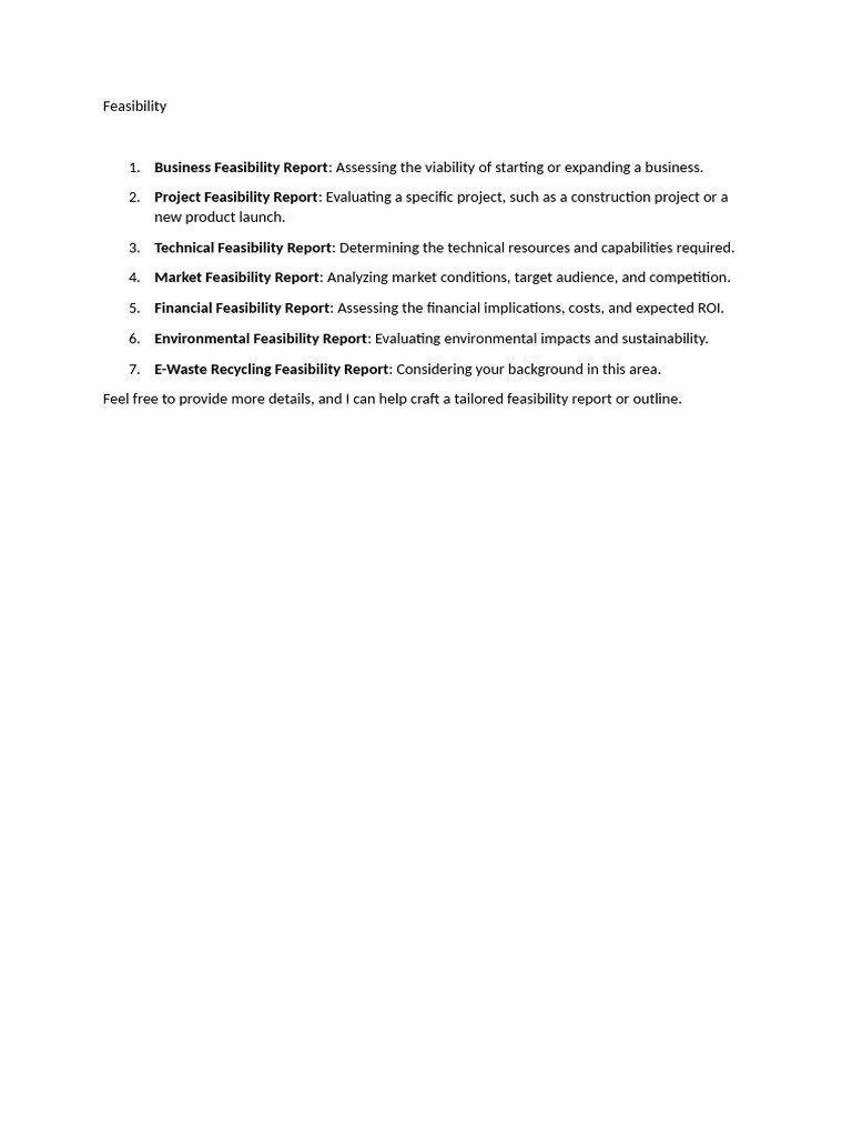 Feasibility 1 | PDF