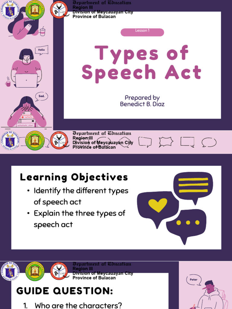Lesson 1 Types of Speech Acts | PDF | Human Communication | Linguistics