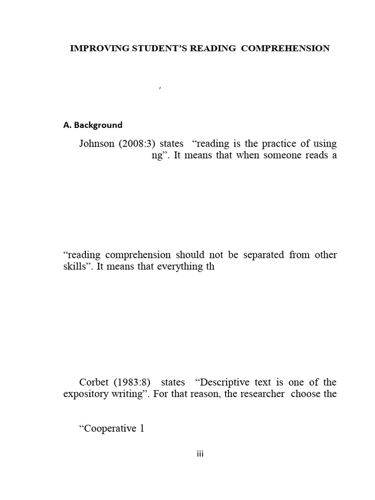 Akusnandar, IMPROVING STUDENT'S READING COMPREHENSION | PDF | Reading ...