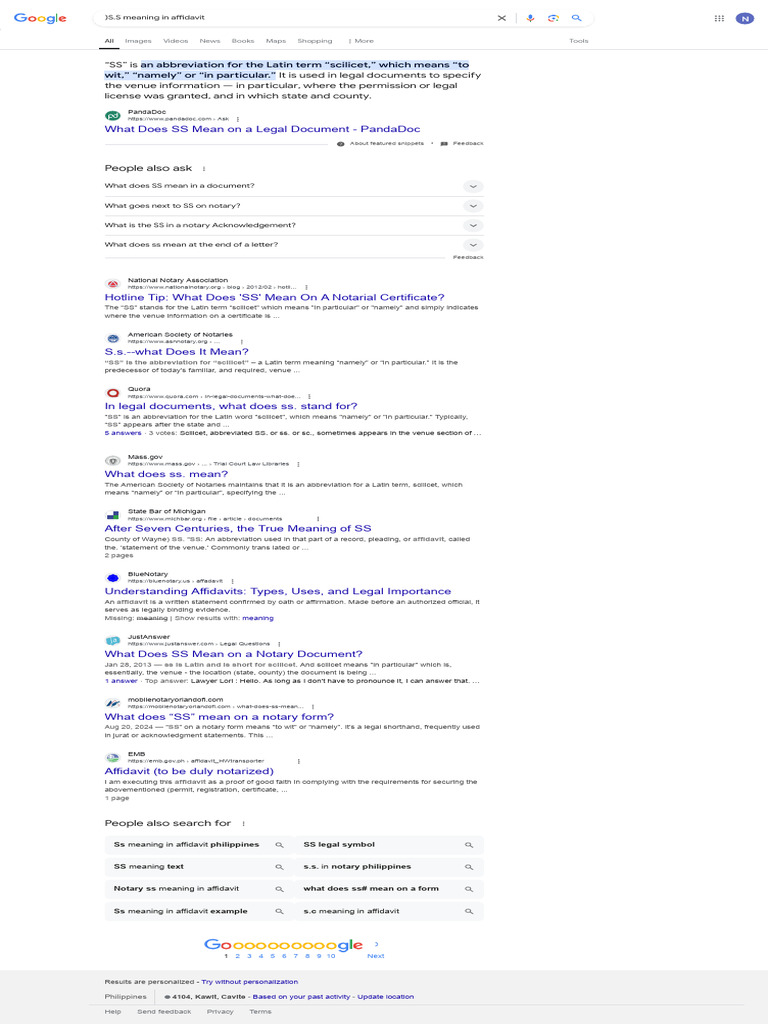 ) S.S Meaning in Affidavit - Google Search | PDF | Affidavit | Common Law