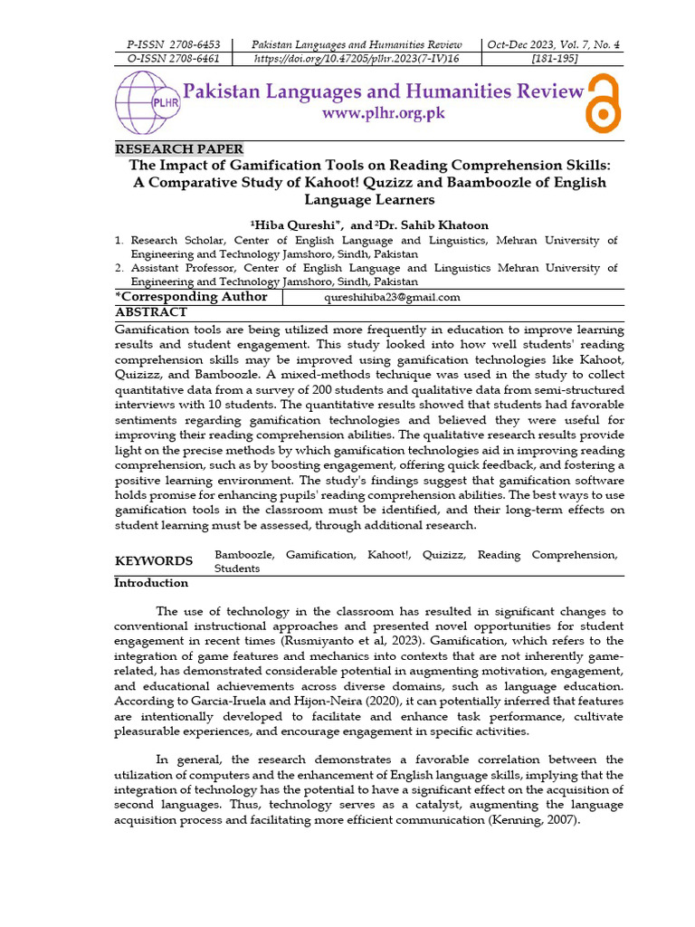 Gamification Tools in Reading Comprehension | PDF | Educational ...