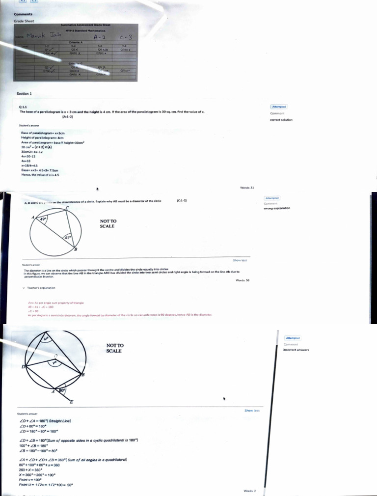 Math Problem Solutions and Explanations | PDF | Circle | Area