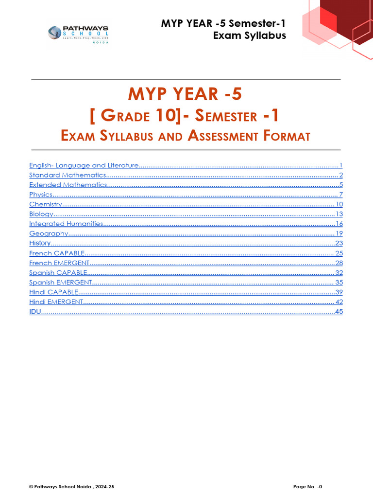 MYP Year 5 Semester 1 Exam Syllabus | PDF | Cellular Respiration ...