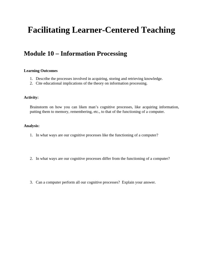 Module-10-Facilitating-Learner-Centered-Teaching | PDF