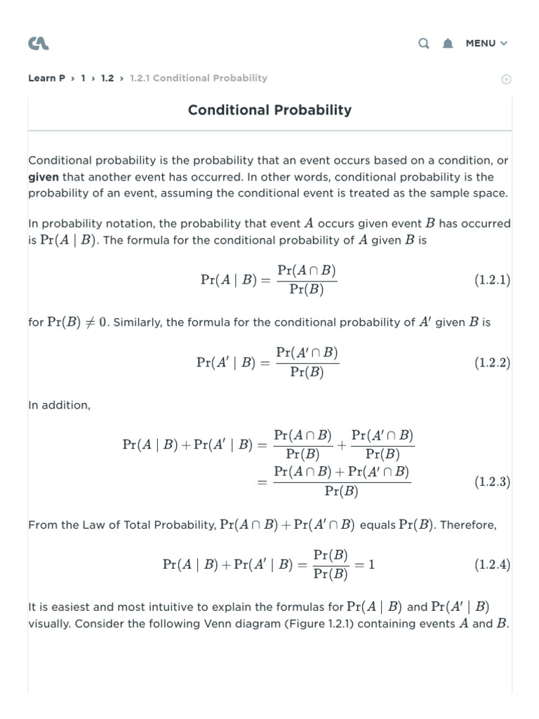 1.2.1 Conditional Probability | PDF | Mathematics