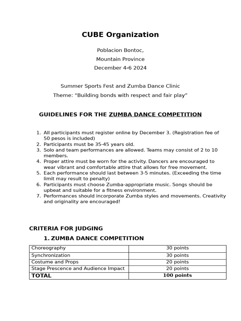 Zumba Competition Guidlines | PDF