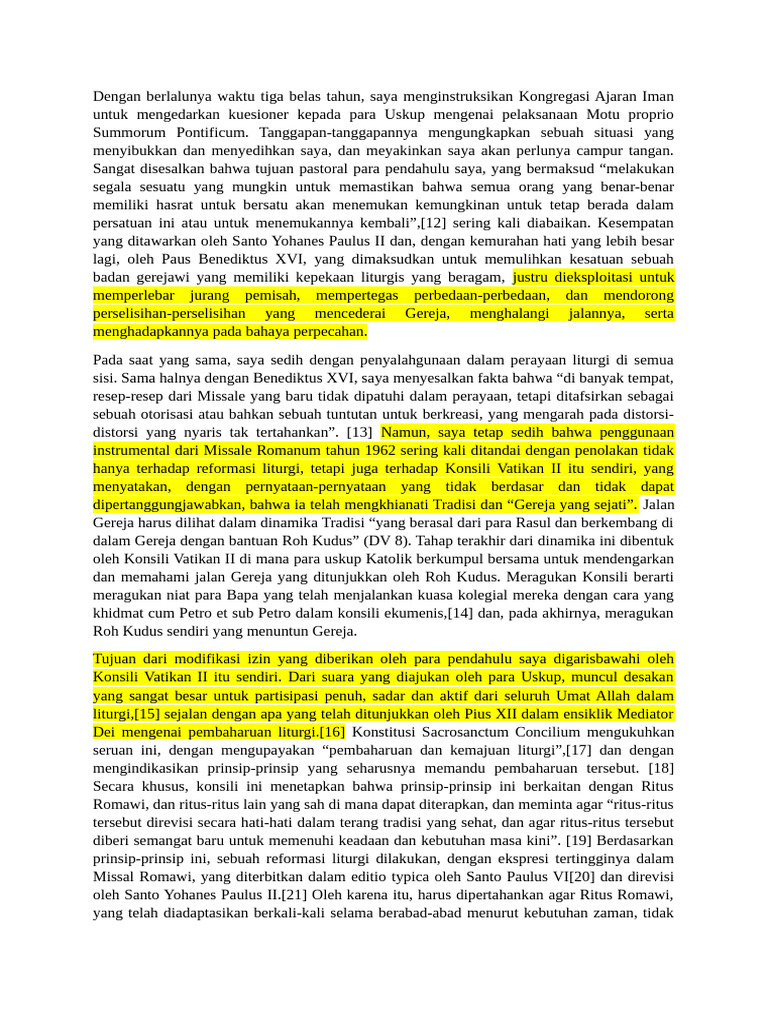 Lettera Del Santo Padre Francesco Ai Vescovi Di Tutto Il Mondo Per ...