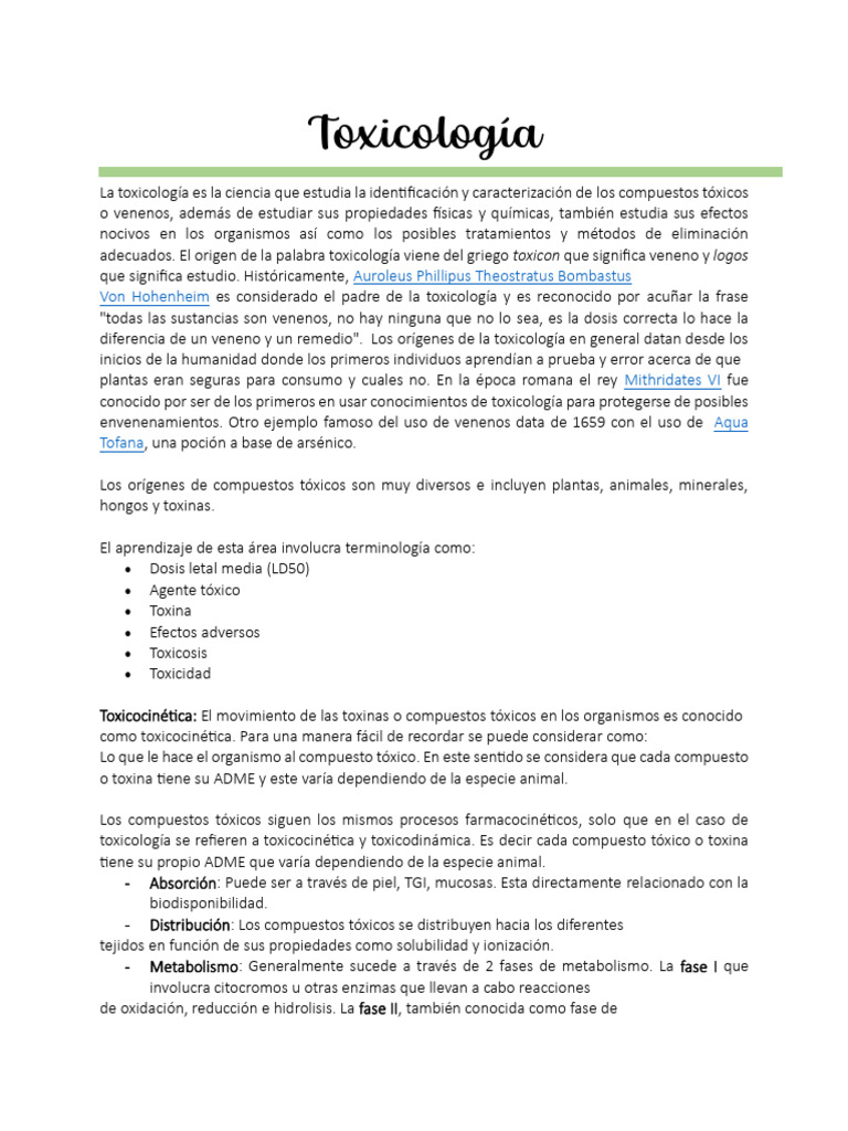 Toxicología 2do Parcial | PDF | Biotransformación | Toxicología