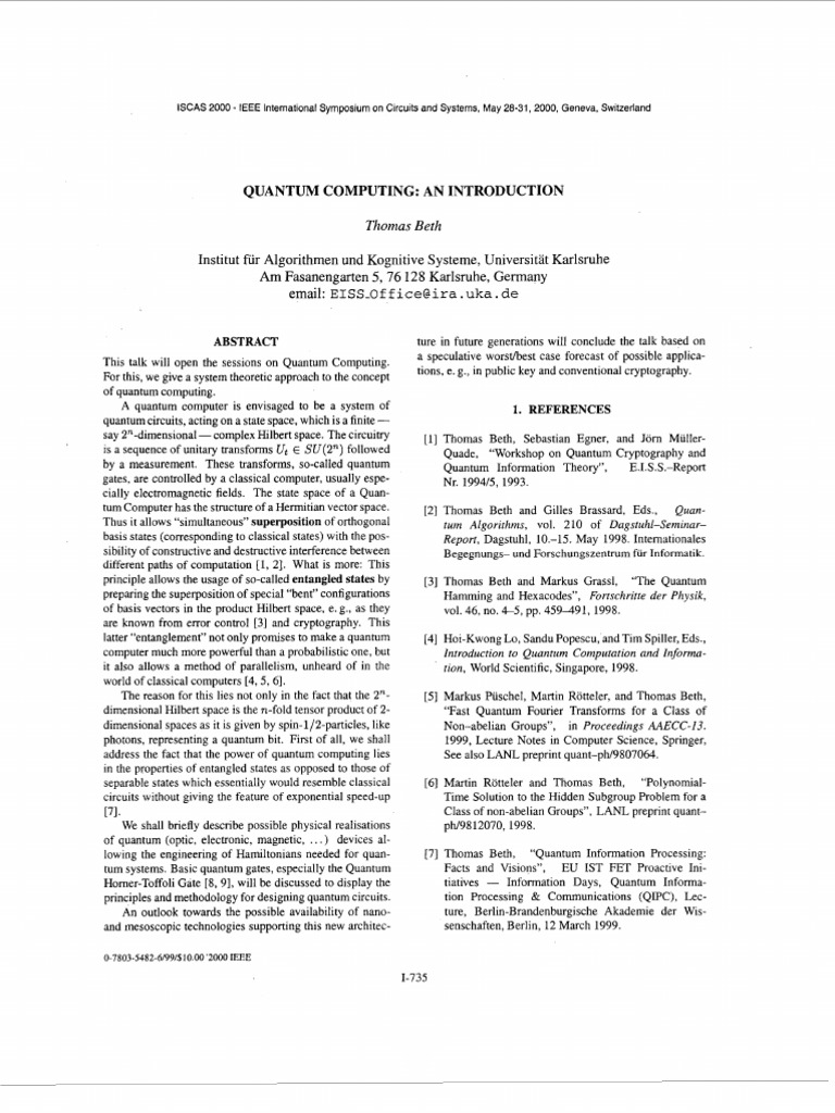 Introduction to Quantum Computing | PDF | Quantum Computing | Quantum ...