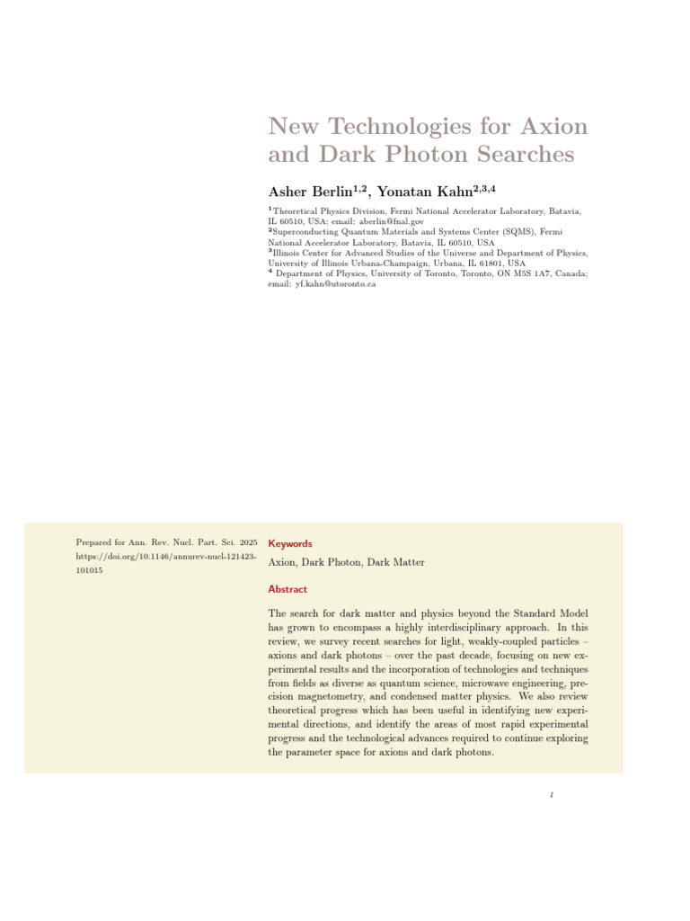 Axion and Dark Photon Search Innovations | PDF | Standard Model | Dark ...