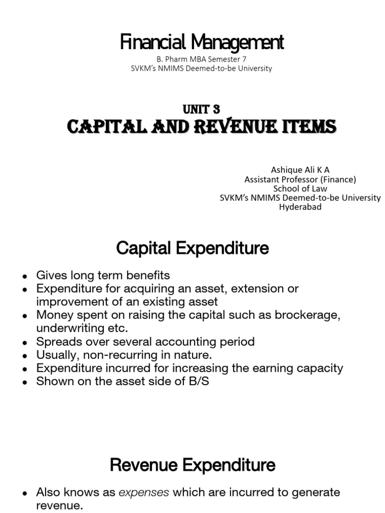 Capital and Revenue Items Explained | PDF | Expense | Revenue