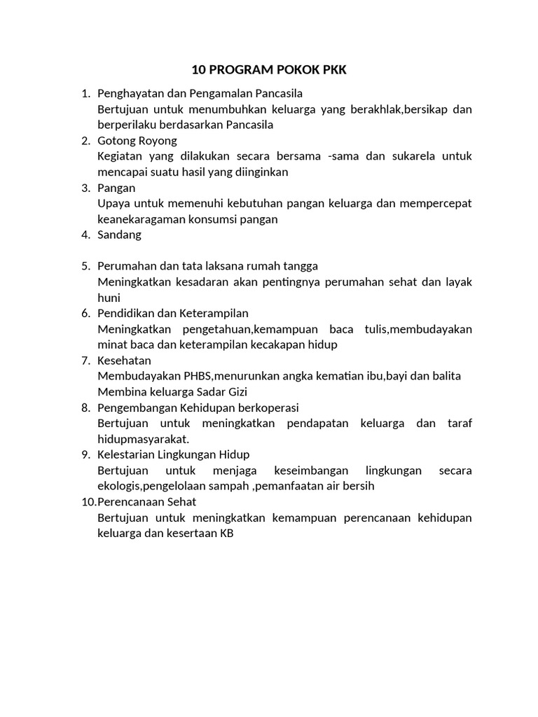10 Program Pokok PKK | PDF