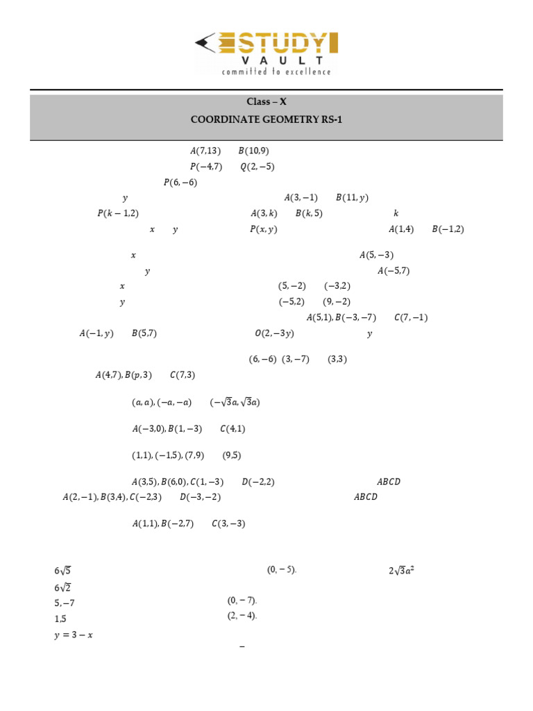 Coordinate Geometry RS-1 & 2 | PDF | Area | Triangle