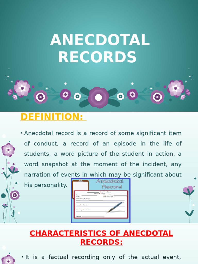 Understanding Anecdotal Records in Nursing | PDF | Nursing | Mentorship