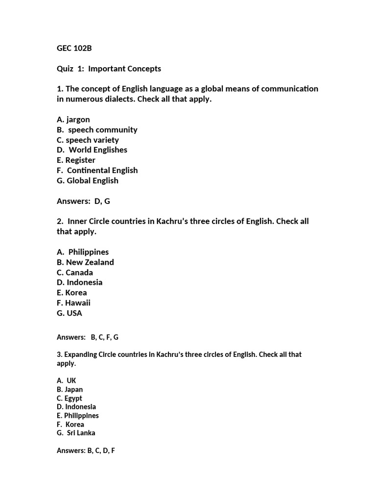 Quiz 1 - On Lecture 1 - Important Concepts | PDF