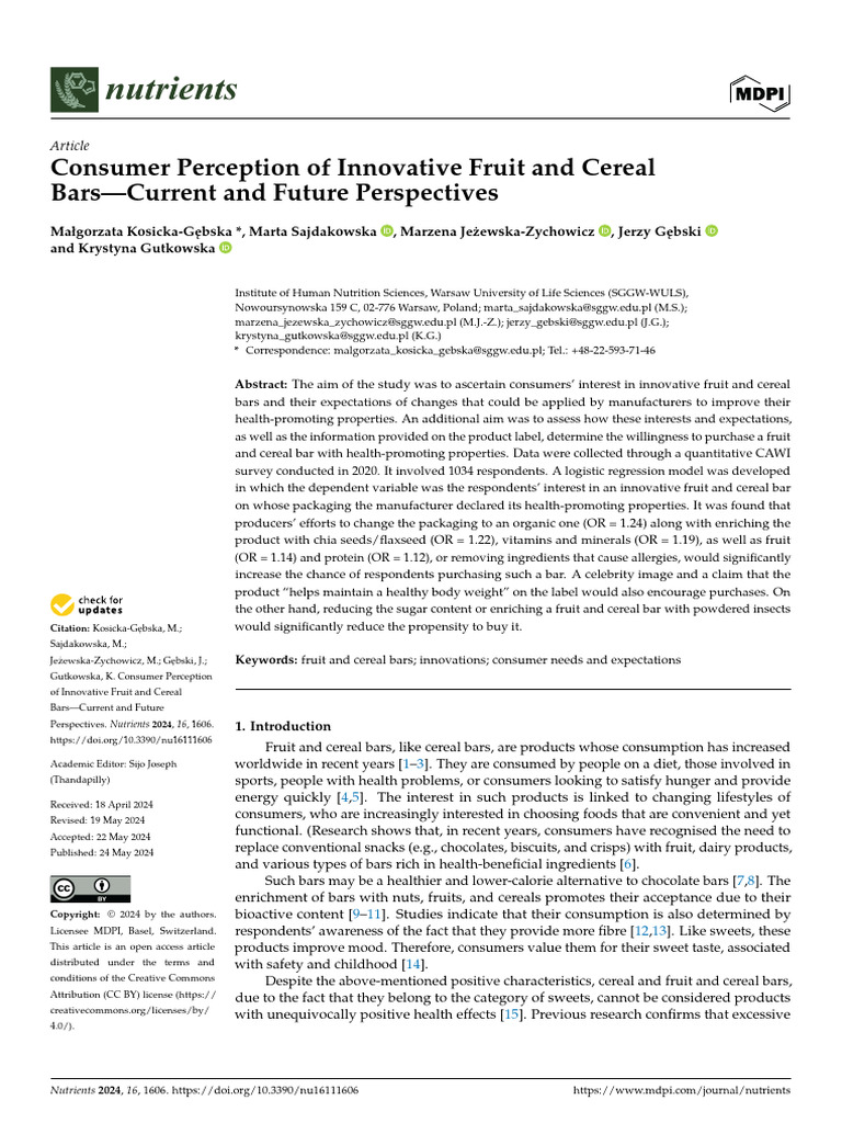 Consumer Perception of Innovative Fruit and Cereal | PDF | Logistic Regression | Foods
