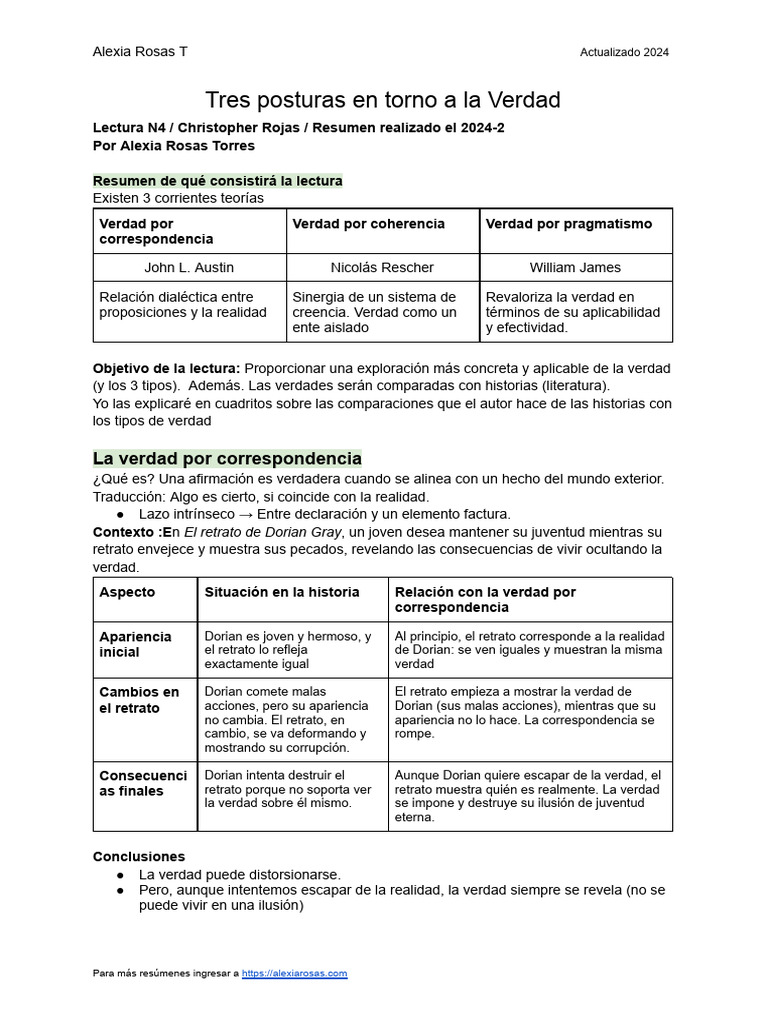7 Lectura n4 Resumen. Christopher Rojas. Tres Posturas en Torno A La ...