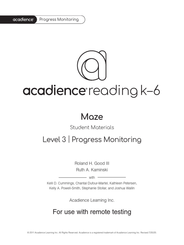 Acadience Maze Progress Monitoring Student Worksheets - G3 - RT | PDF ...