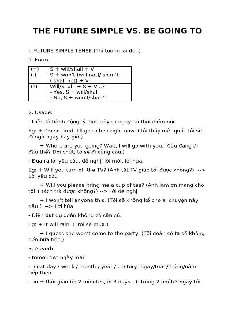 THE FUTURE SIMPLE VS | PDF
