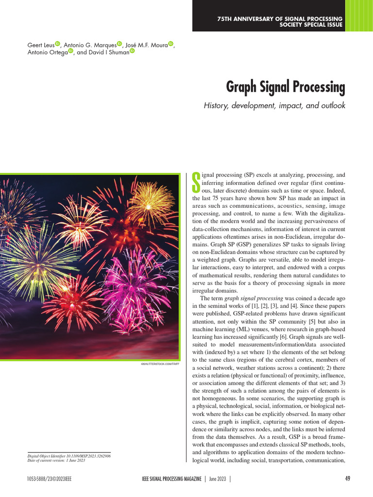 Graph Signal Processing History Development Impact and Outlook | PDF | Wavelet | Eigenvalues And ...