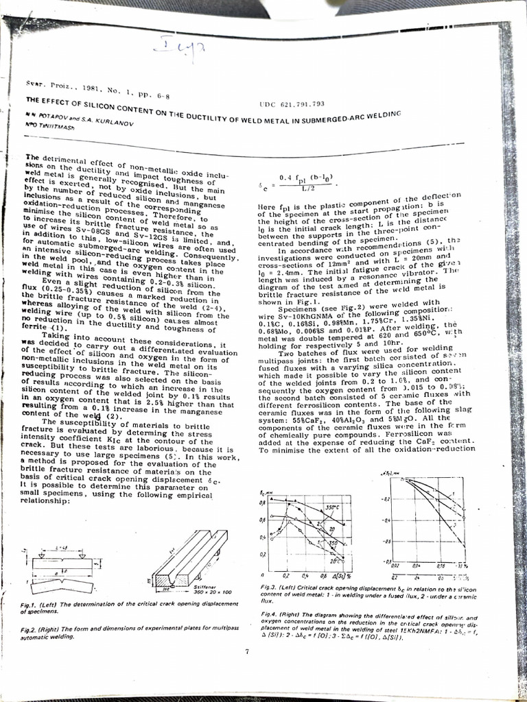 Effect of Silicon Content On The Ductility of Weld Metal in Submerged Arc Welding | PDF ...