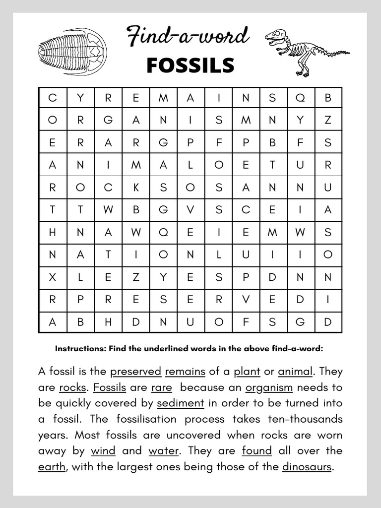 Fossil Wordsearch ppt3 Extension | PDF