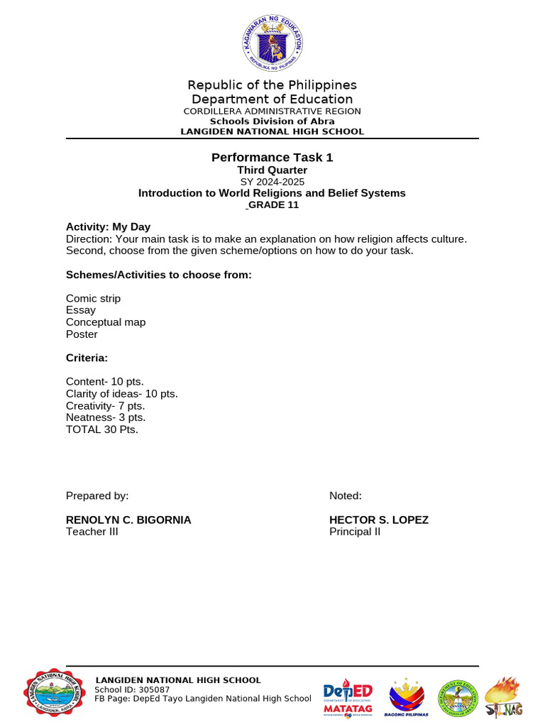 Performance Task | PDF