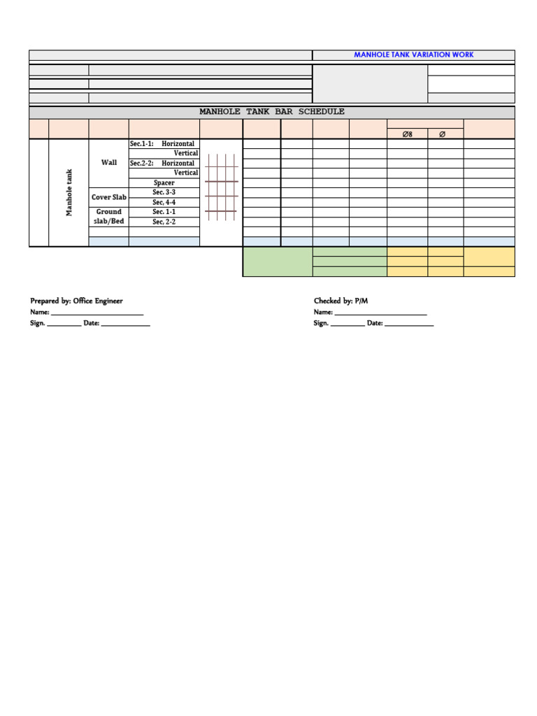 Manhole Bar Schedule (1) | PDF