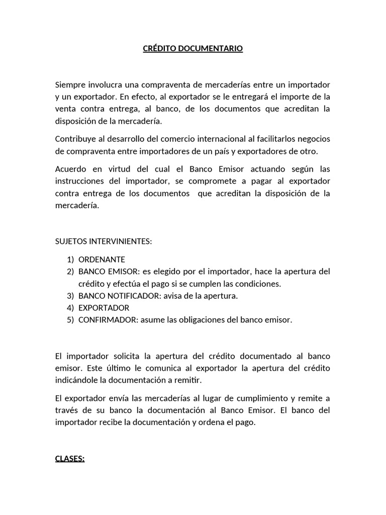 Crédito Documentario | PDF | Carta de crédito | Bancos