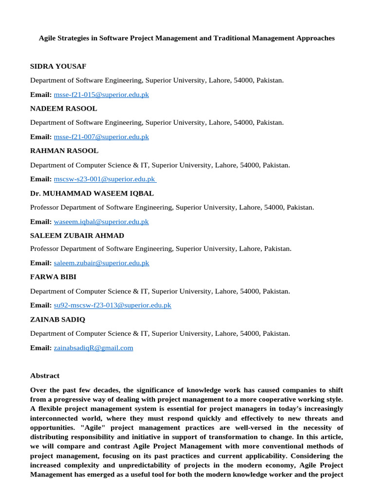 Agile Strategies in Software Project Management and Traditional Management Approaches | PDF ...