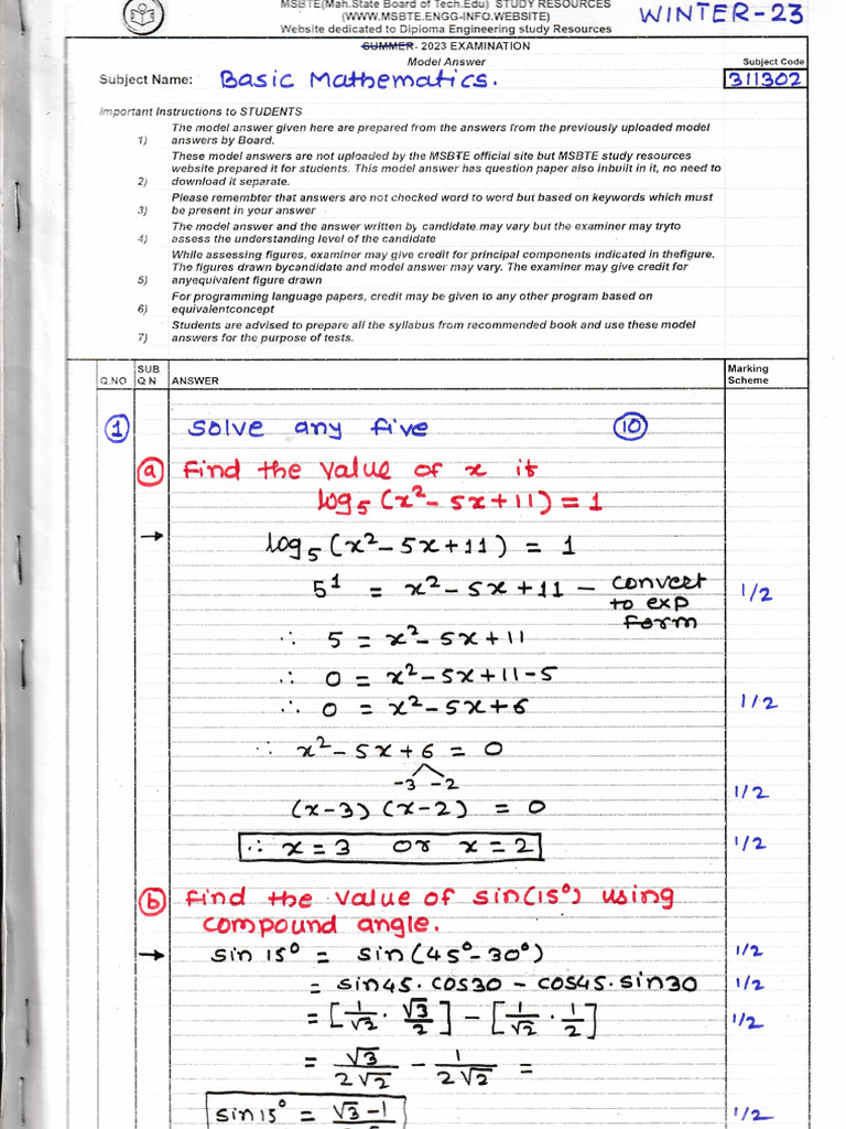 2023 Winter Msbte Model Answer Paper Full | PDF
