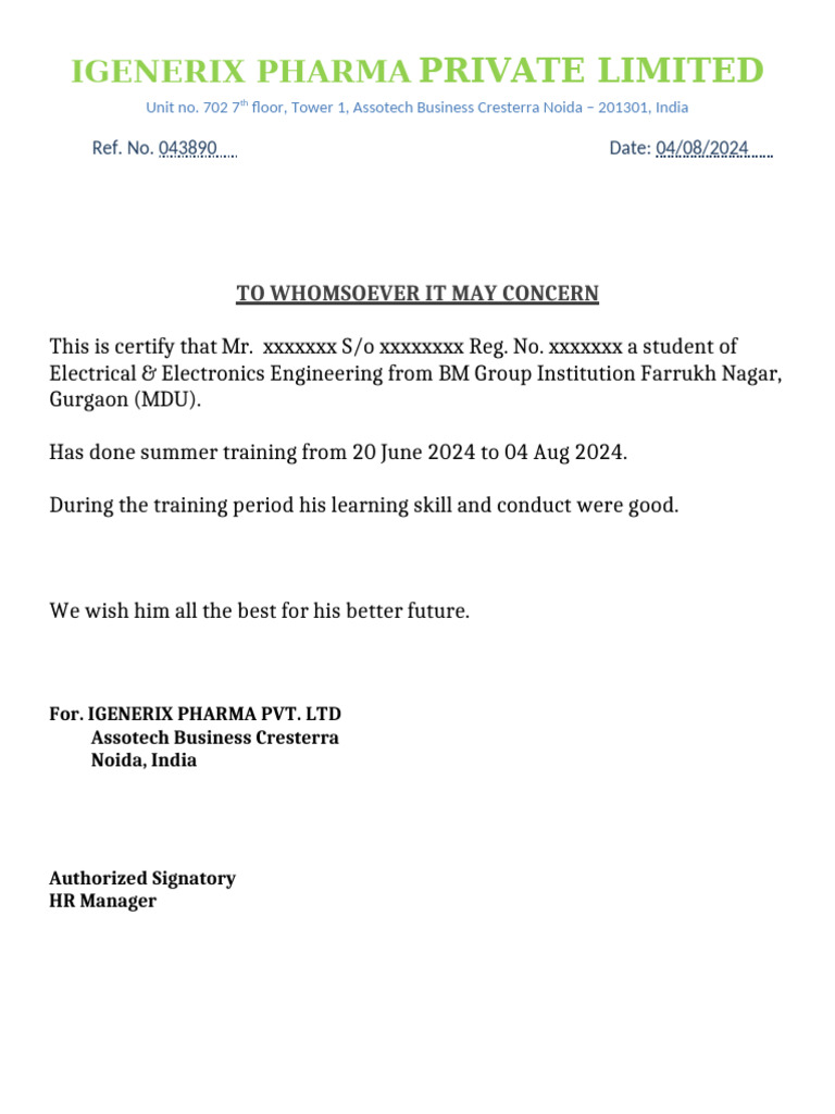 7TH SEM Training Certificate | PDF