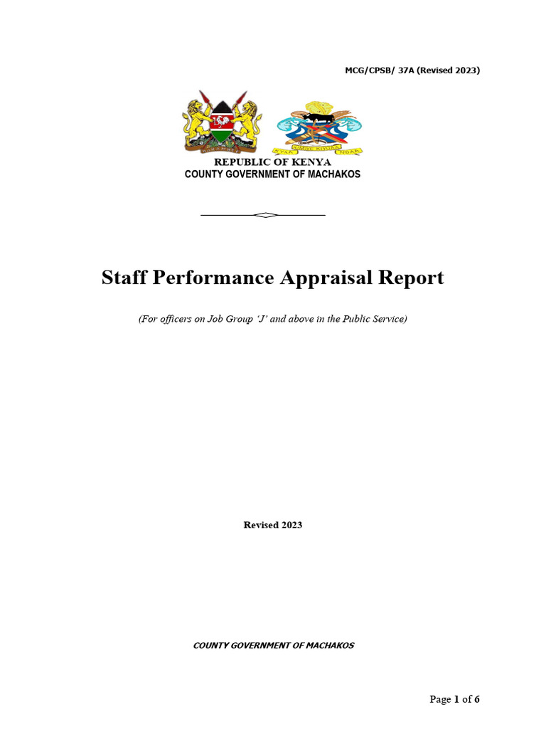 Staff Performance Appraisal Form 37A | PDF | Performance Appraisal ...