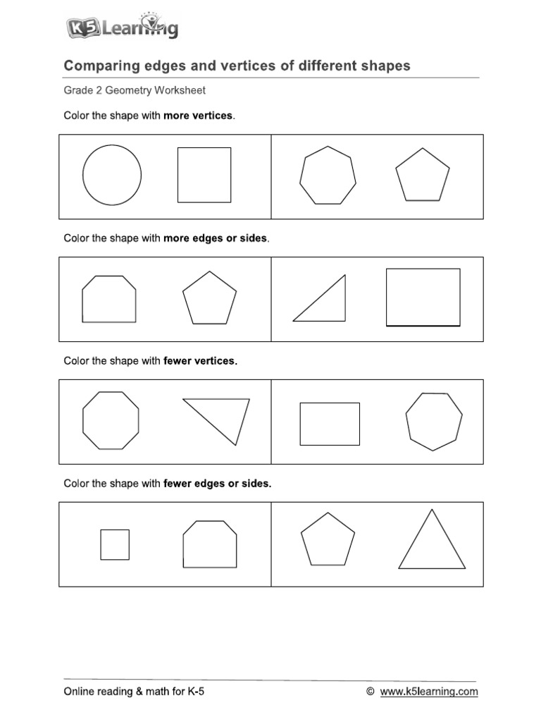 Grade 2 Geometry Edges Vertices B | PDF