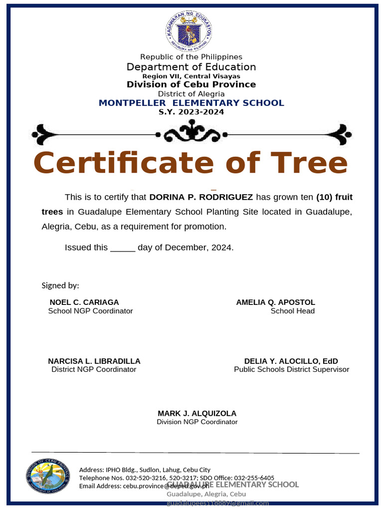 Certificate of Tree Growing | PDF | Food Ingredients | Botany