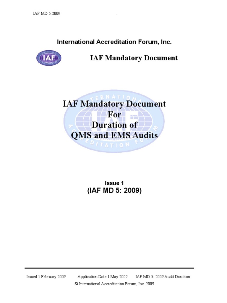 Audit Duration IAF Guidelines | PDF | Audit | Industries