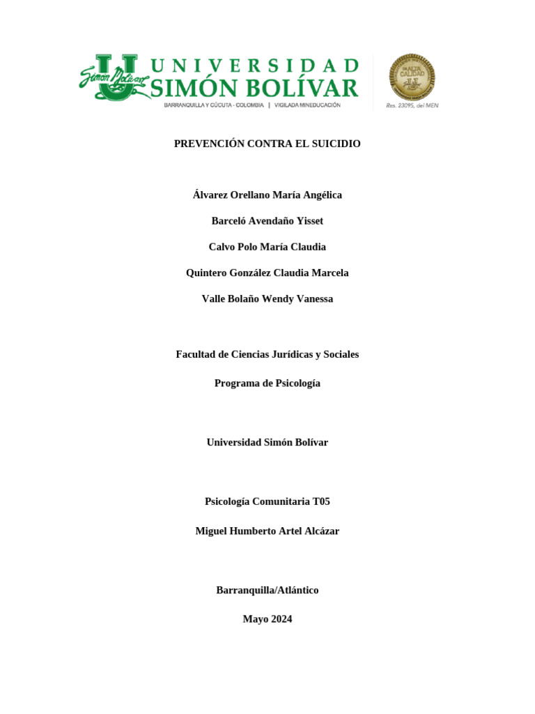 Informe Final (Marco Teorico) UwU | PDF | Trastorno depresivo mayor | Suicidio