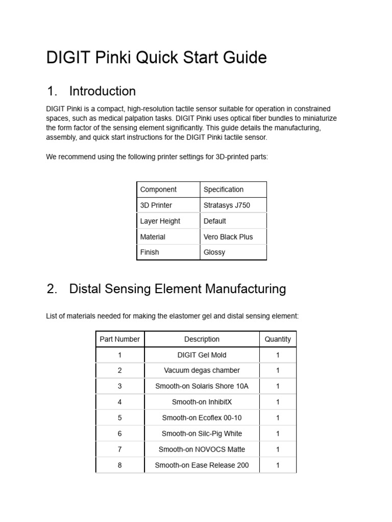 DIGIT Pinki Tactile Sensor Guide | PDF | Optical Fiber | Paint