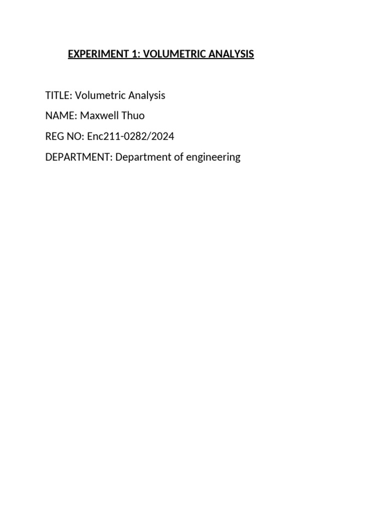 Chemistry Practical Volumetric Analysis-1 | PDF | Titration | Chemistry