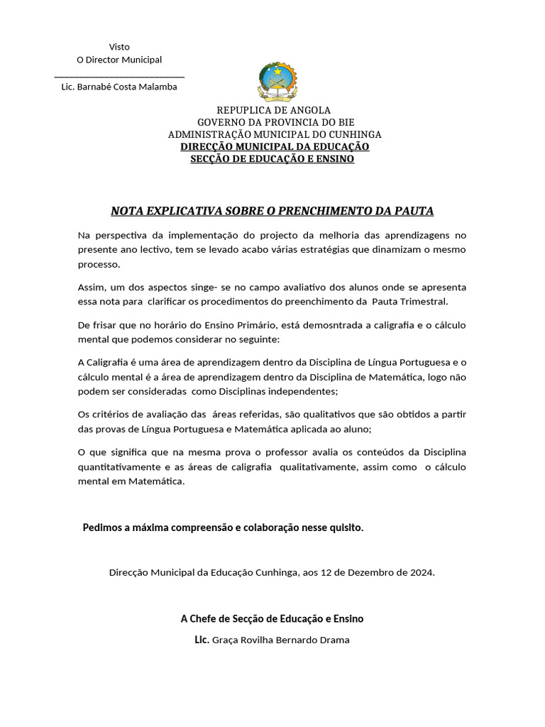 Nota Explicativa Mini Pauta | PDF