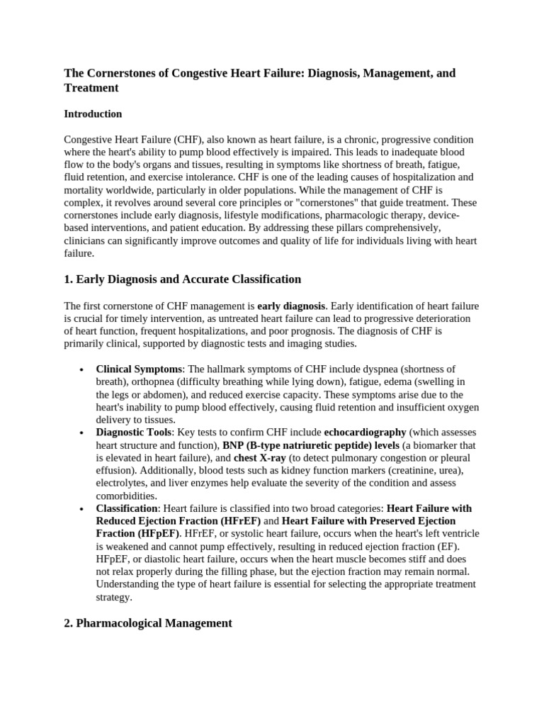 The Cornerstones of Congestive Heart Failure - Diagnosis, Management ...