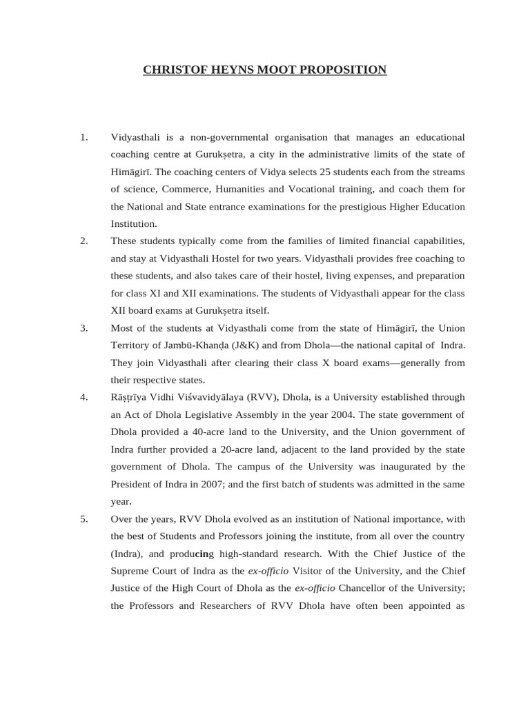 Christof Heyns Moot Proposition | PDF | Supreme Court Of The United ...