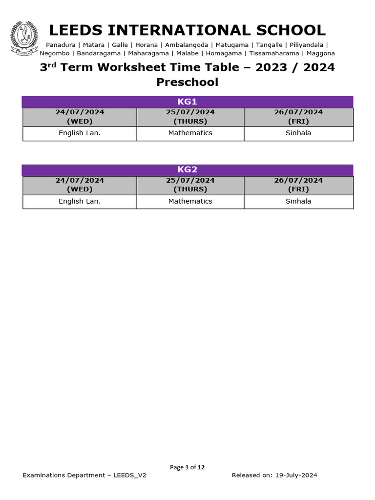 3rd TT_23.24_Time Table_All in One Final V2 | PDF | Science