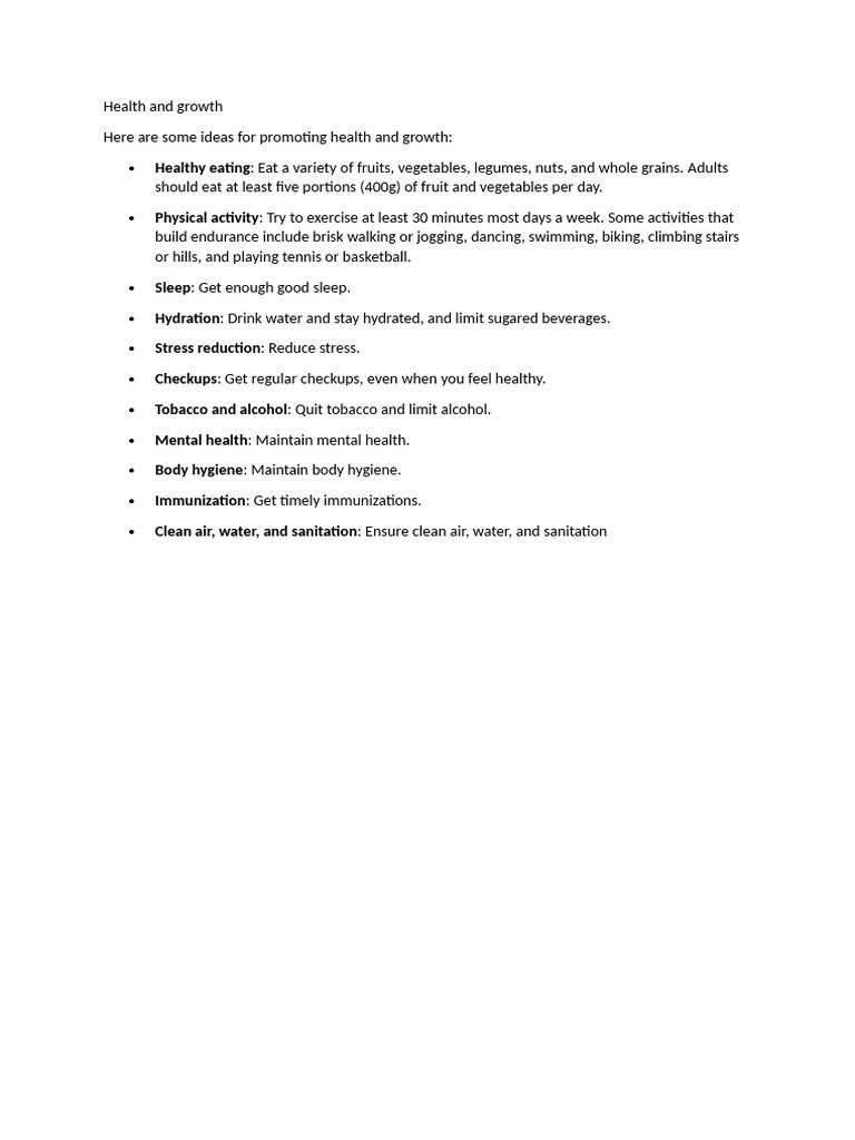 Tips for Health and Growth Optimization | PDF