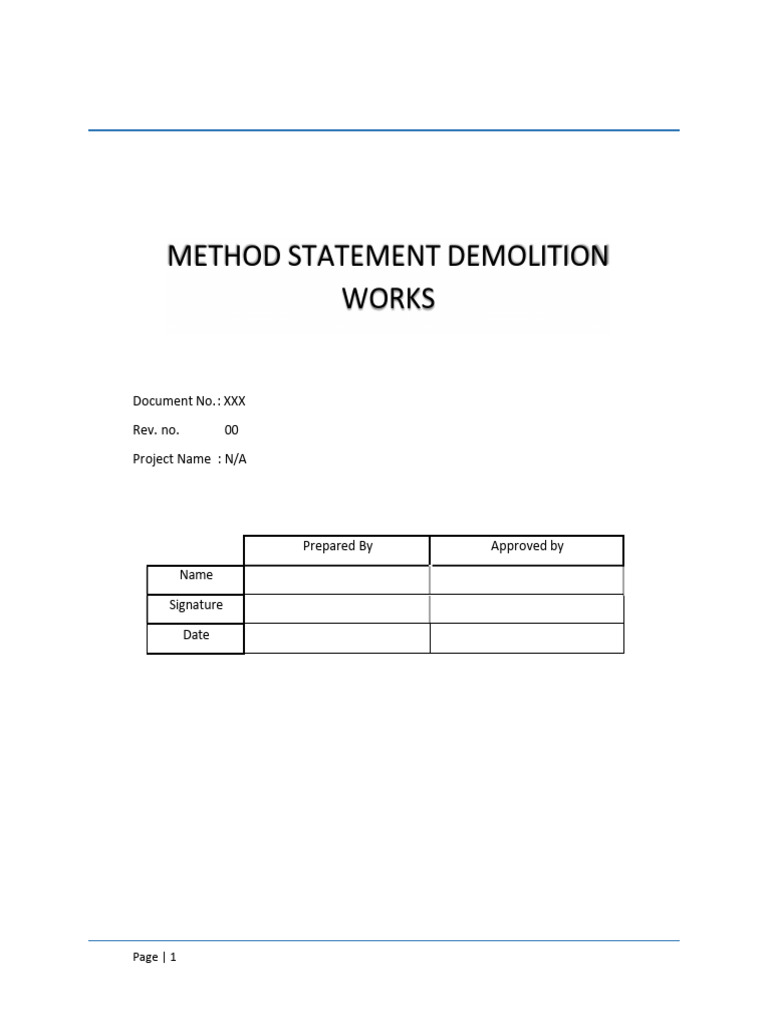 Method Statement - Demolition 1 | PDF | Personal Protective Equipment ...