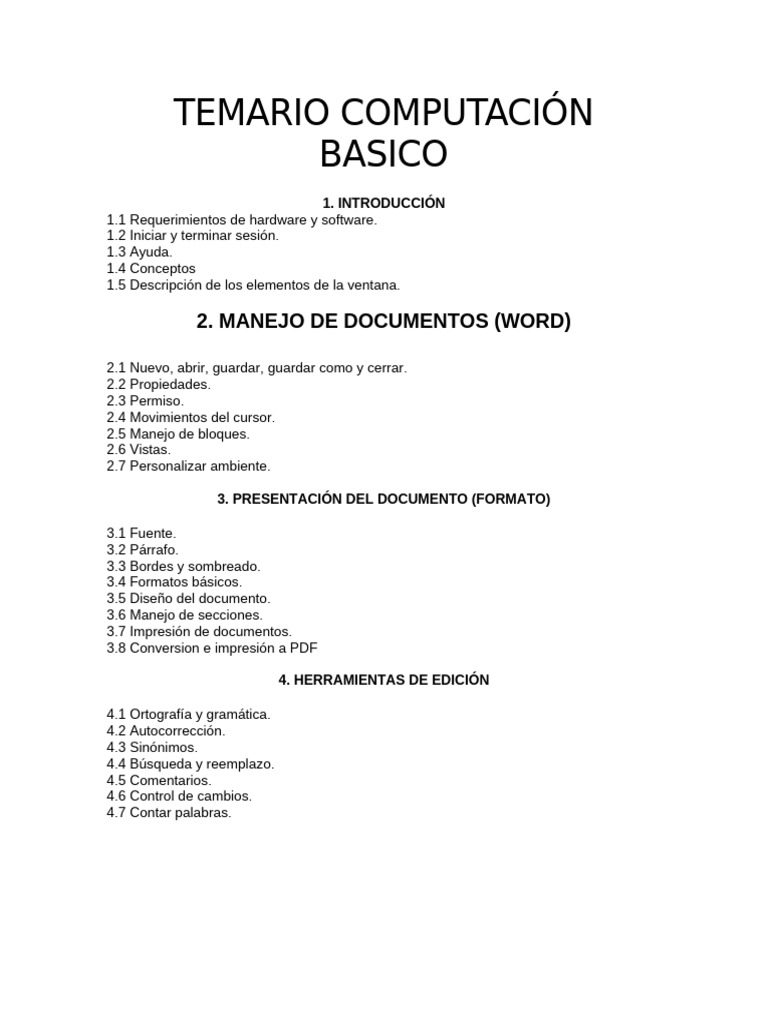 Temario Computación Primaria y Secundaria | PDF | Microsoft Excel | Ingeniería Informática