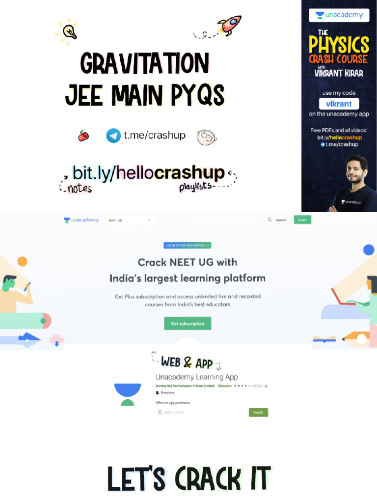 Gravitation JEE Mains PYQs Mobile | PDF