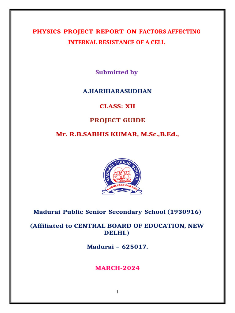 PHYSICS PROJECT FILE | PDF | Electrical Resistance And Conductance ...